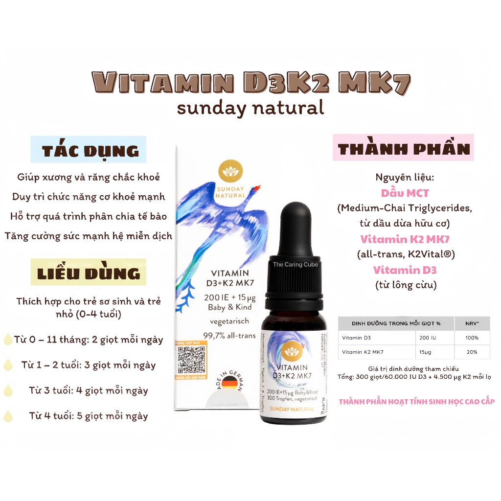 Vitamin D3 K2 MK7 Sunday Natural chuẩn Đức 10m (MẪU MỚI) - The Caring ...