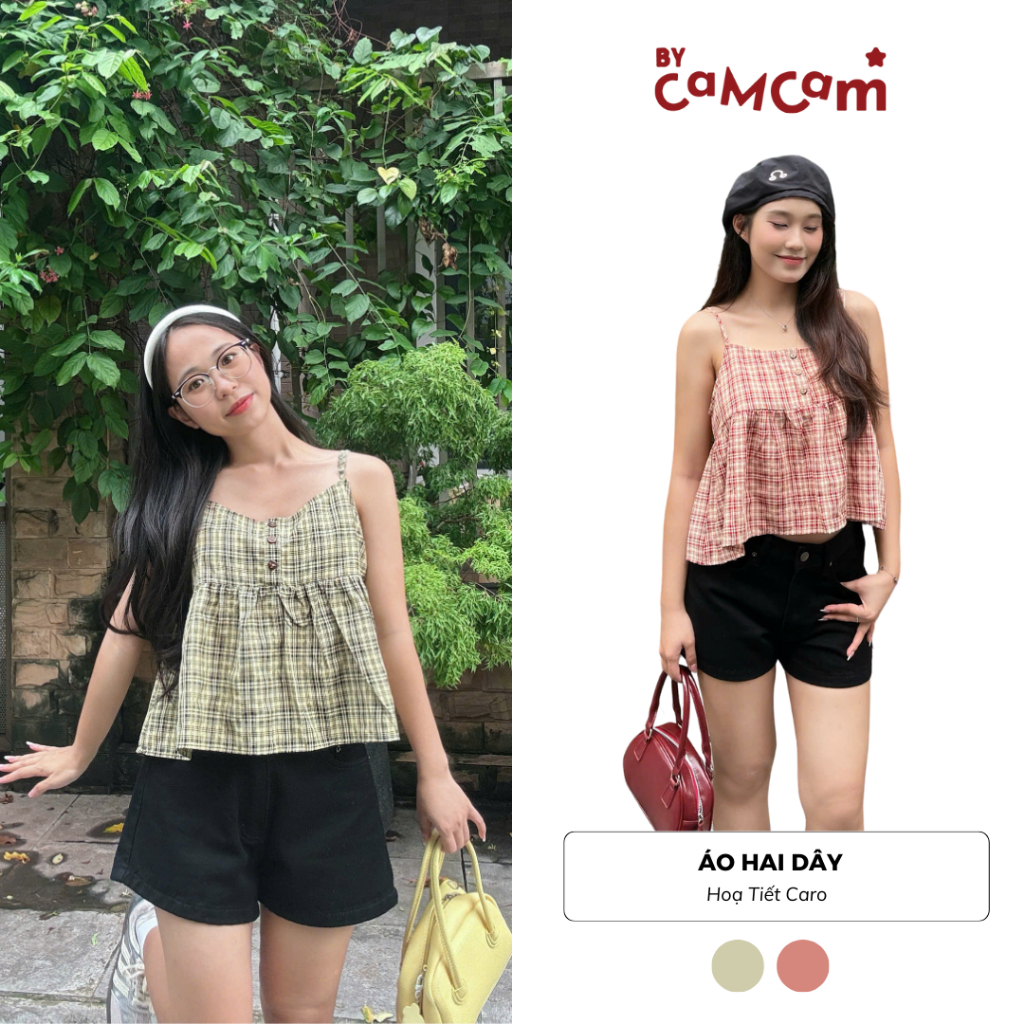 Áo Hai Dây Nữ Bycamcam Hoạ Tiết Caro Vintage Thời Trang Mùa Hè AKK254 ...