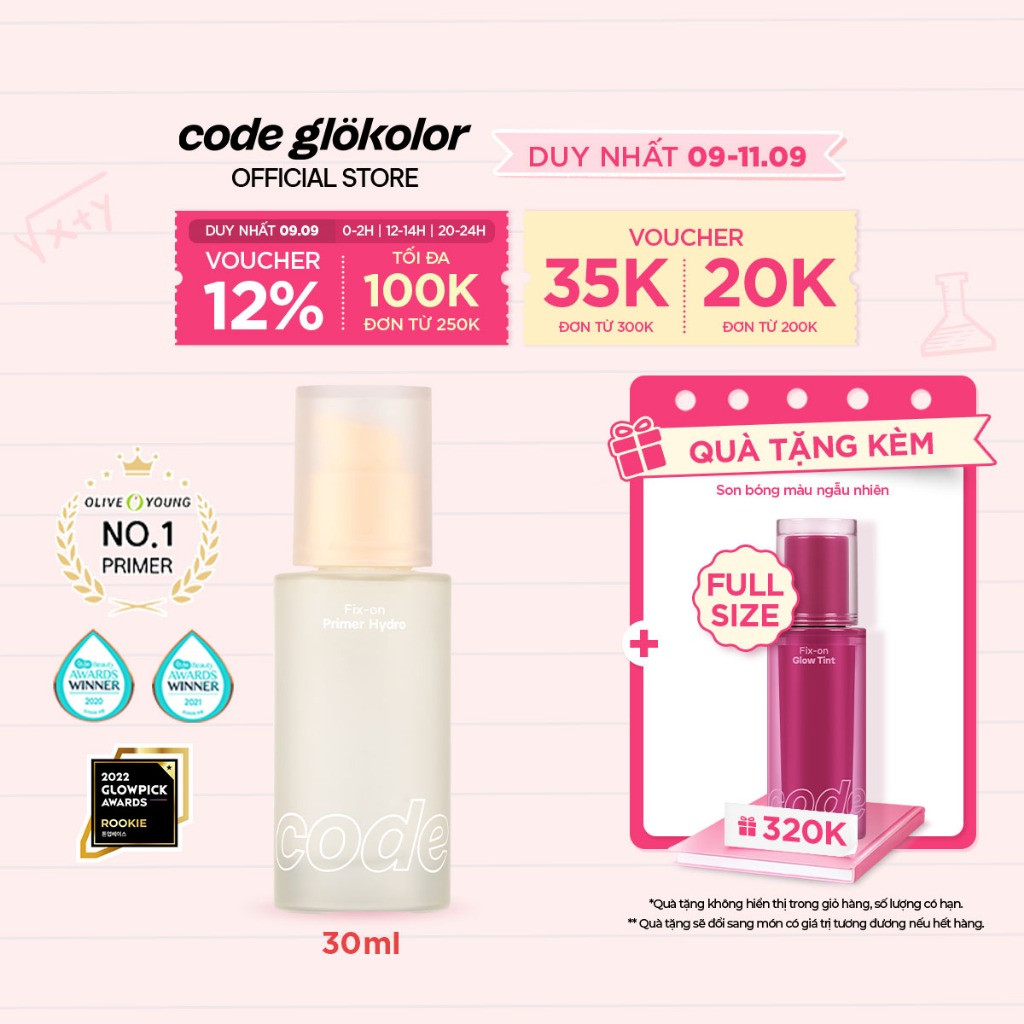 [CODE GloKolor Official] Kem lót dưỡng ẩm, làm mịn, căng bóng da Code Glokolor Fix-on Primer ...