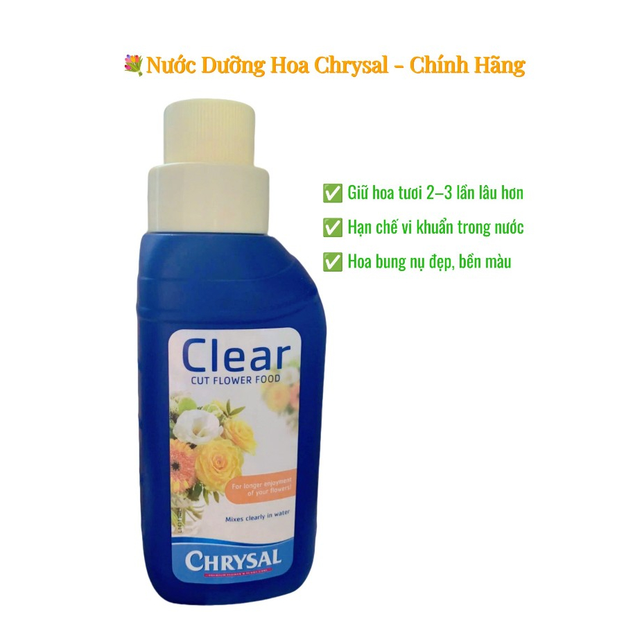 Nước dưỡng hoa Chrysal Clear 250ml – Hòa tan dễ dàng, giúp hoa cắm bình ...