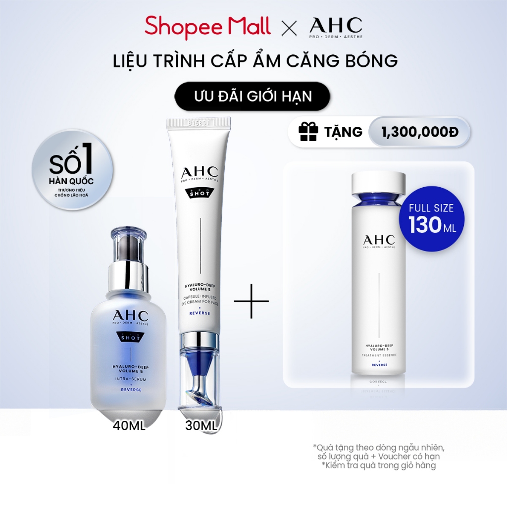 Bộ đôi Tinh chất Serum AHC (40ML) + Kem mắt cho mặt cấp ẩm căng bóng mờ nếp nhăn AHC(30ML ...