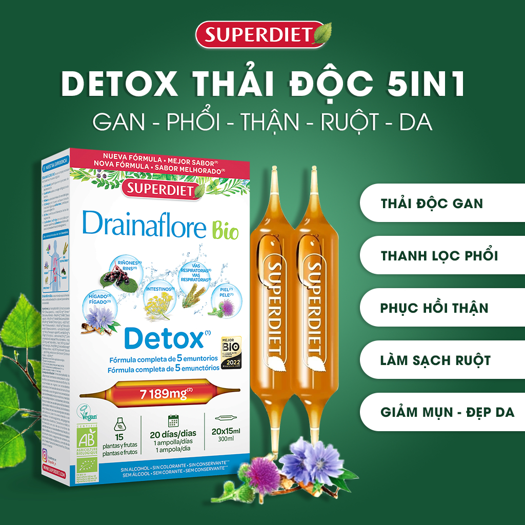 [HỎA TỐC] Nước Uống Hữu Cơ Detox Cơ Thể Superdiet Drainaflore Bio Thải ...