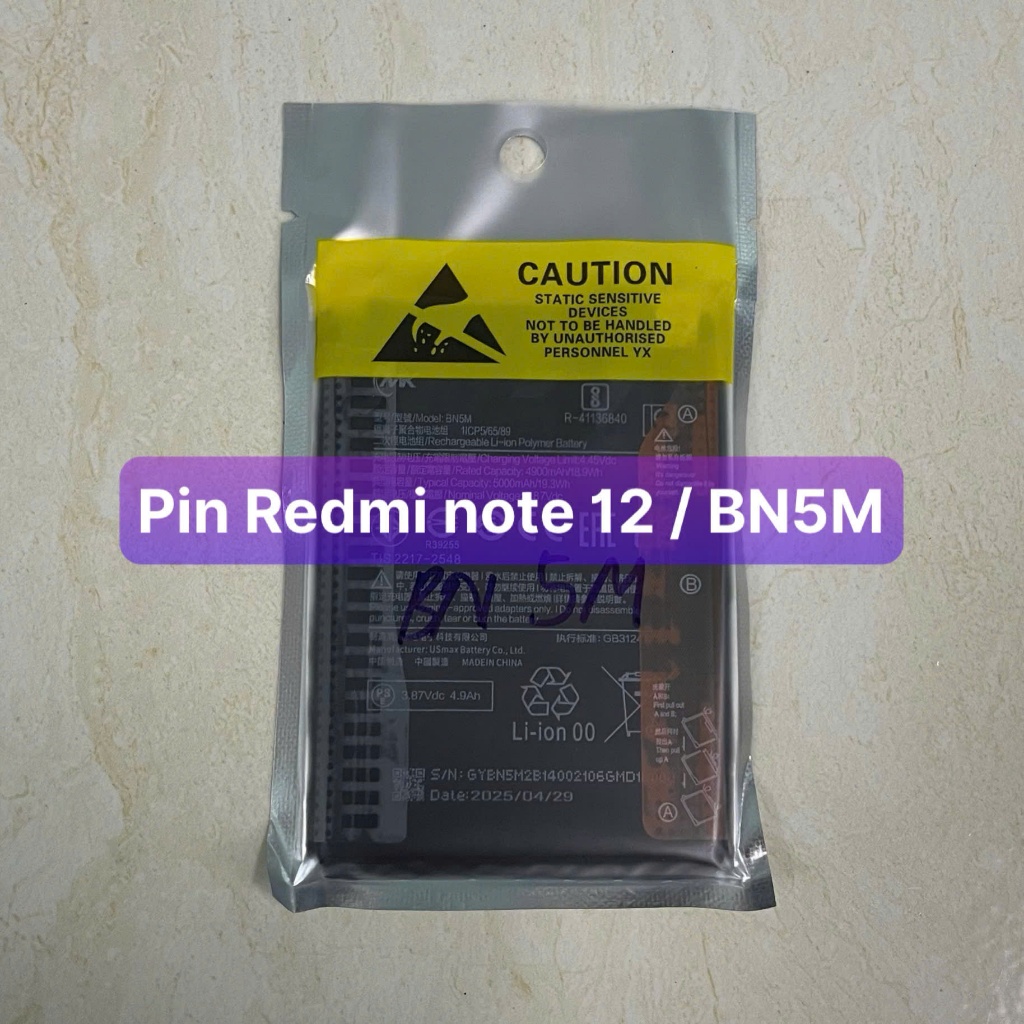 pin xiaomi Redmi note 12 (4G) model BN5M sản phẩm được bảo hành 6 tháng ...