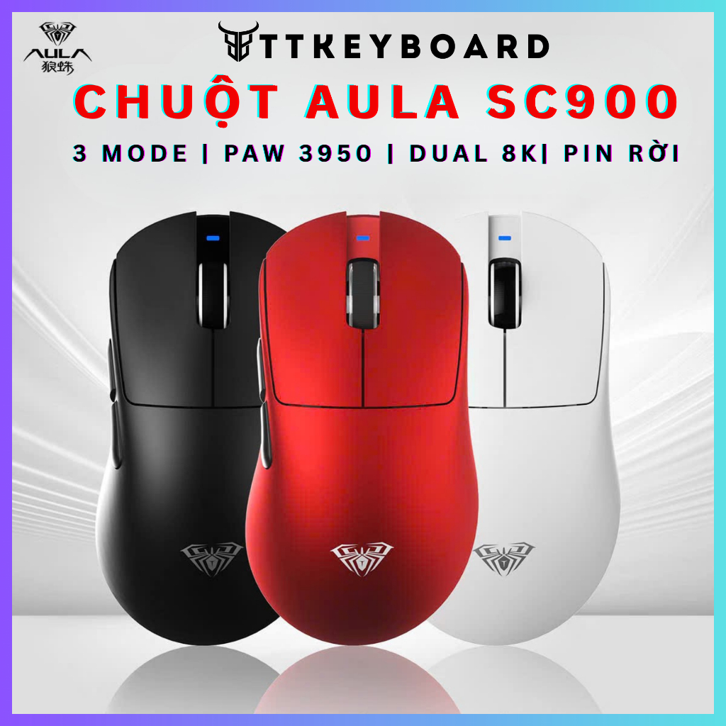 [Hỏa Tốc] Chuột Gaming Không Dây Aula SC900 | Pin Rời Thay Thế | Paw 3395 | 8K Polling Rate ...