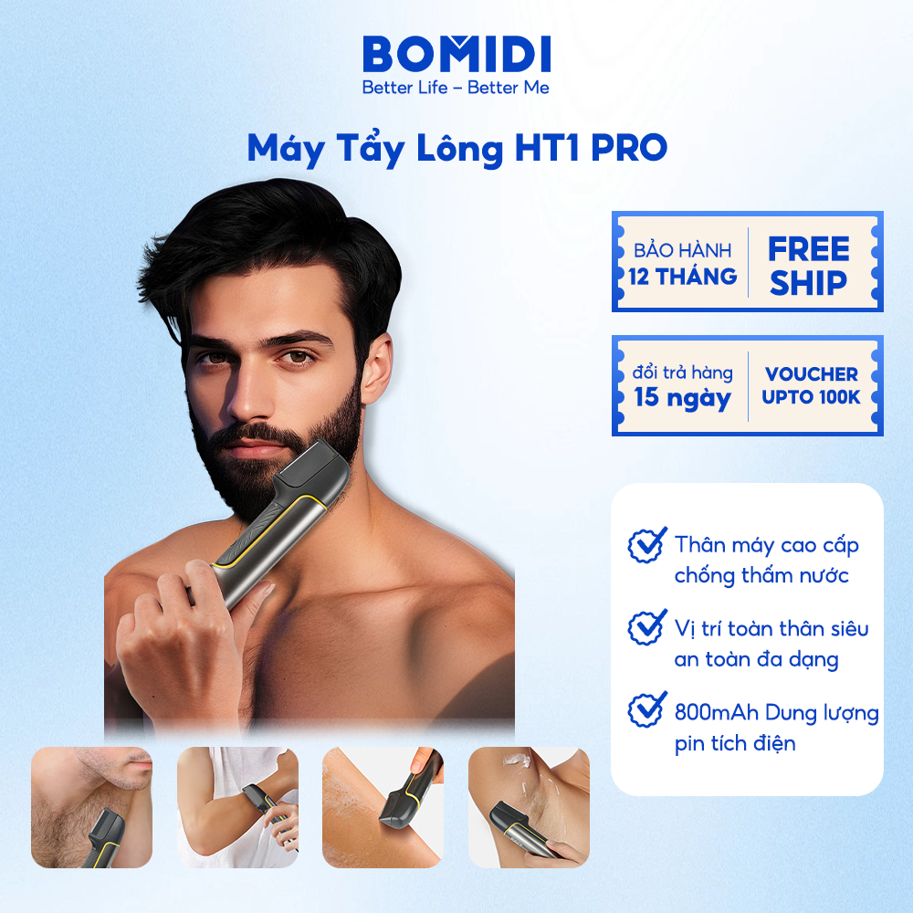 COD 】Máy Tẩy Lông BOMIDI-HT1 PRO-Tông Đơ Cắt Tóc-Cạo Dâu Bằng Điện-Cạo Lông Tư Mật Siêu An Toàn ...