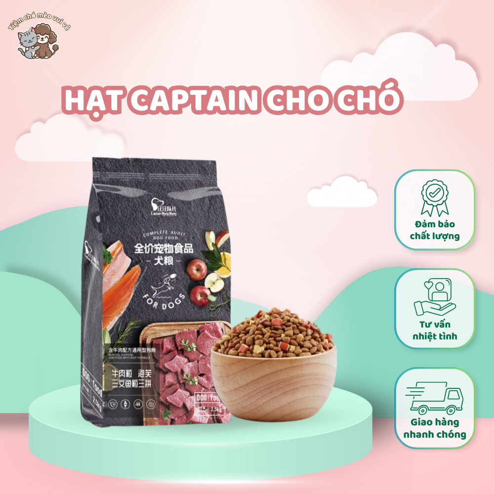 Thức ăn hạt cho chó Captain - Trộn phô mai, thịt bò, cá hồi - Giàu dinh ...