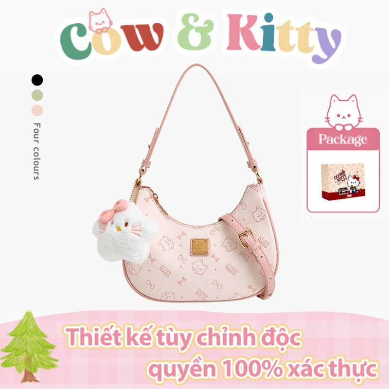 COW & KITTY/BORRY ROSA Túi đeo vai màu hồng dễ thương Túi nửa mặt trăng ...