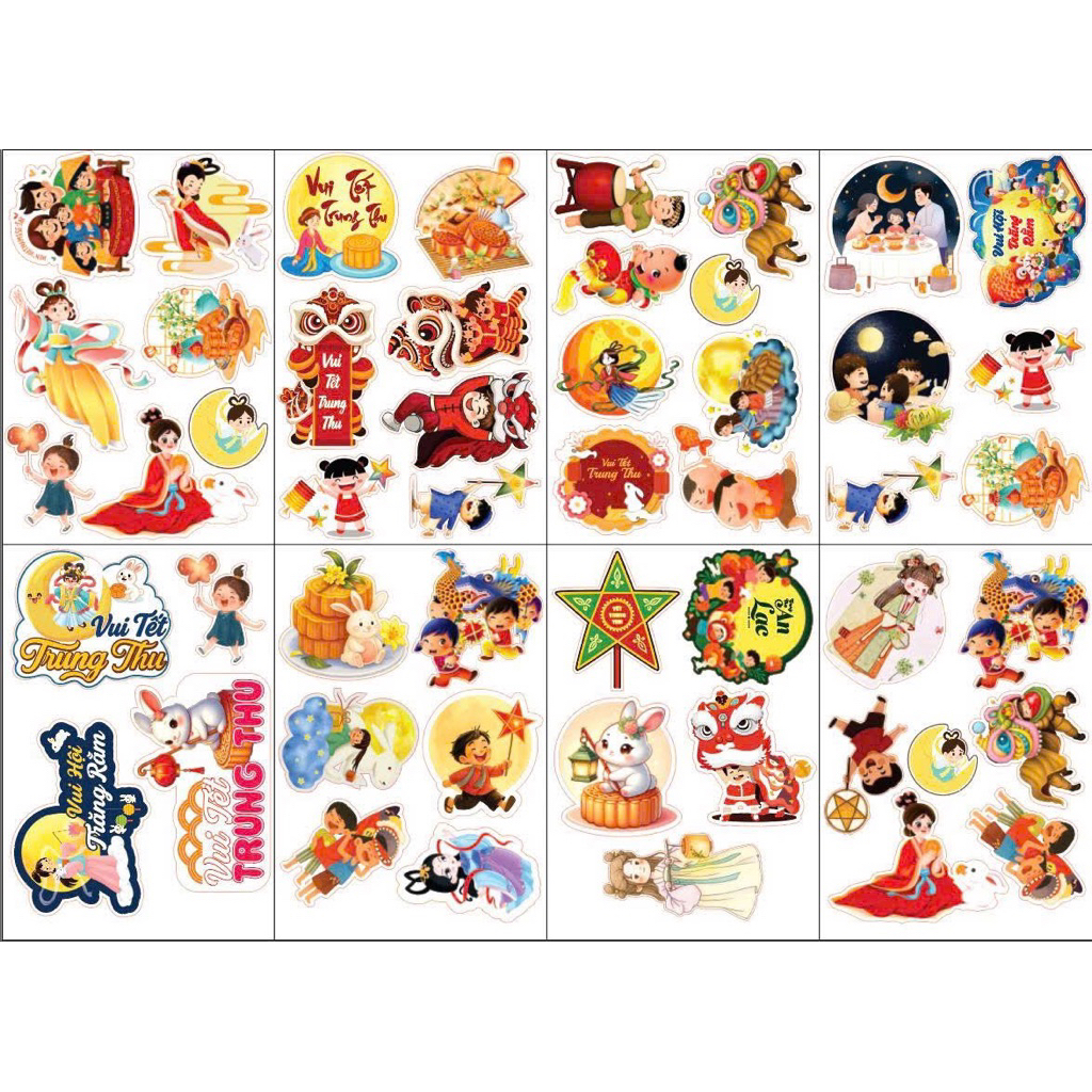 Set 50 Sticker trung thu trang trí giỏ quà | Shopee Việt Nam