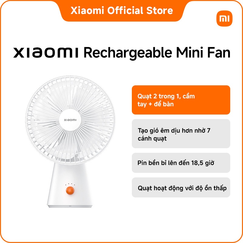 Xiaomi Rechargeable Mini Fan | Quạt 2 trong 1, cầm tay + để bàn | Tạo ...