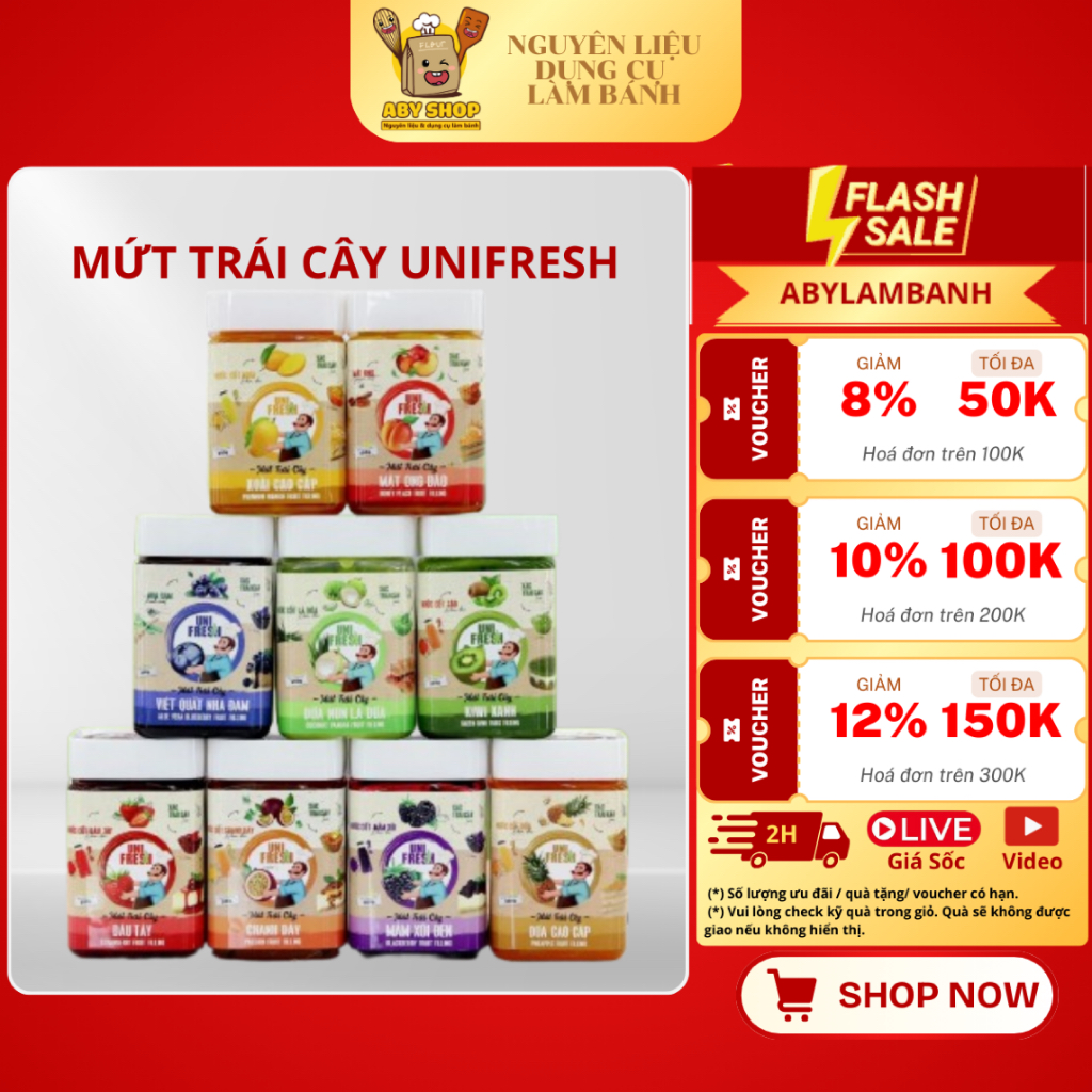 MỨT TRÁI CÂY UNIFRESH - hũ 350g, mứt trái cây làm nhân bánh, trang trí ...