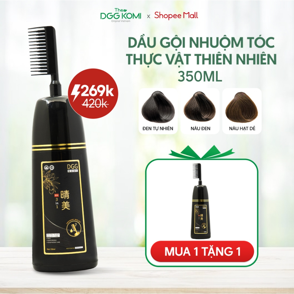 Dầu gội nhuộm tóc, phủ bạc thảo dược Komi Việt Nam DGG dạng lược chải ...
