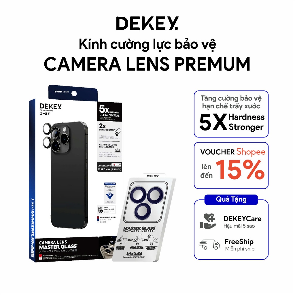 Kính Dán Camera 9H Viền Titanium – DEKEY Master Glass 3D Camera Lens ...