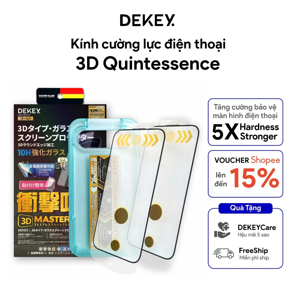 Bộ 2 Kính DEKEY Master Glass 3D Quintessence – Siêu Bền 10H, Hỗ Trợ ...