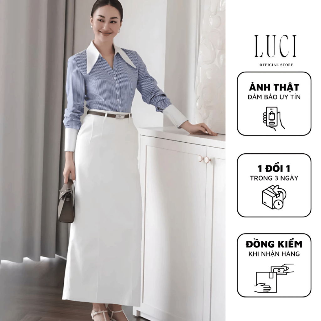 Chân váy Vintex dáng dài công sở thiết kế trẻ trung 3 màu Đen Trắng Nâu ...