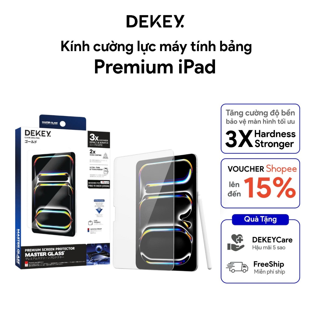 Kính Cường Lực DEKEY Master Glass 9H Cho Máy Tính Bảng Air/Pro/Mini Bảo ...