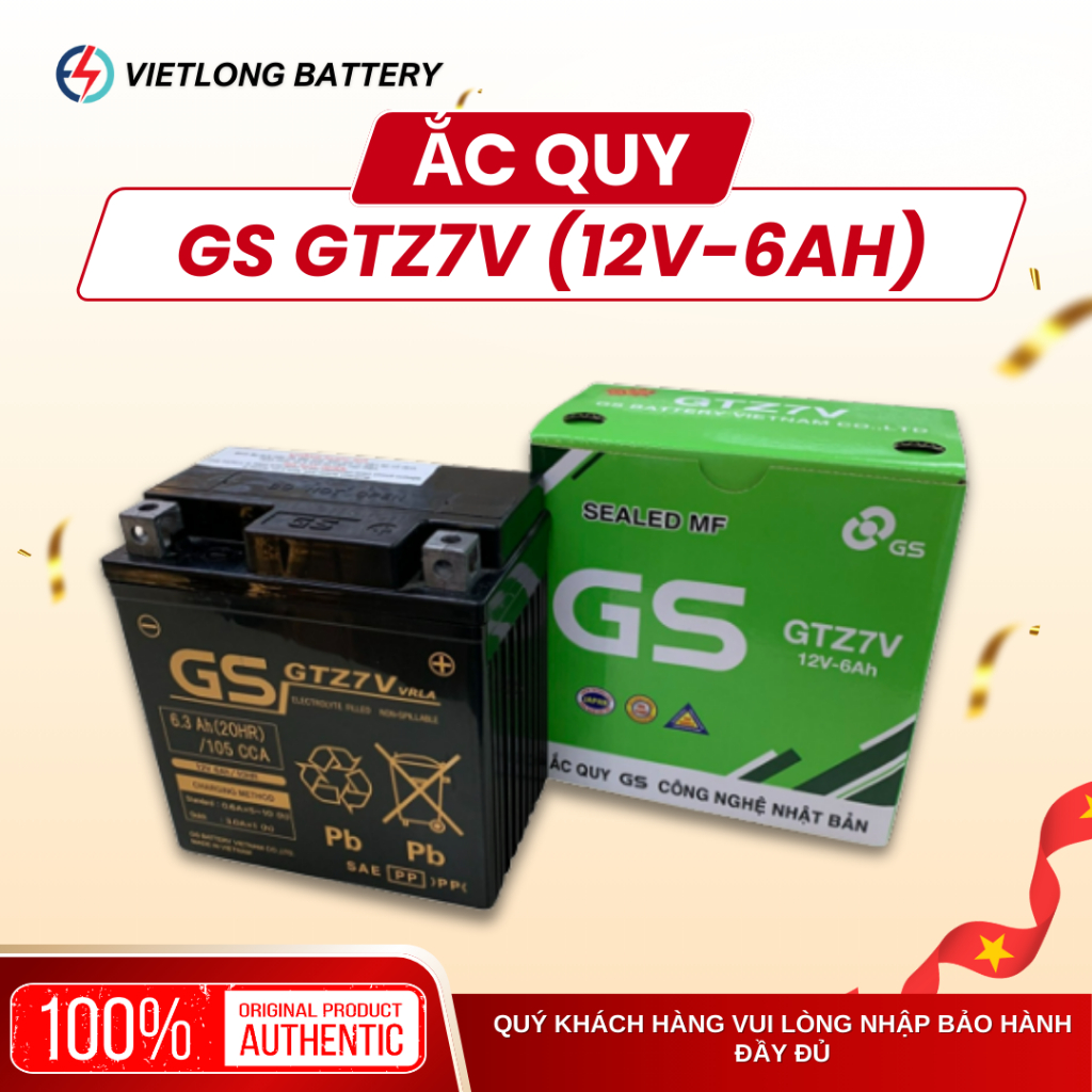 Bình Acquy xe máy GS GTZ7V ( 12V-6Ah ) dùng cho NVX... | Shopee Việt Nam