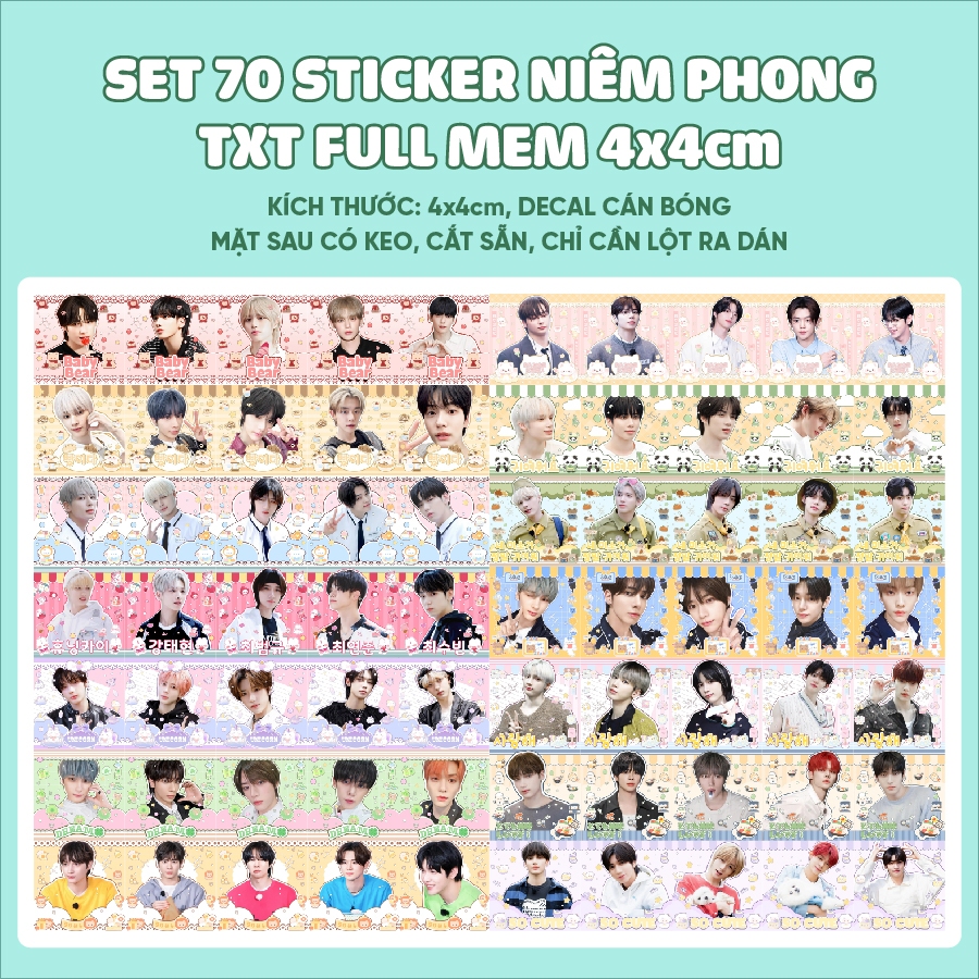 SET 70 sticker niêm phong TXT FULL MEM | Hình dán TXT FULL MEM mix ...