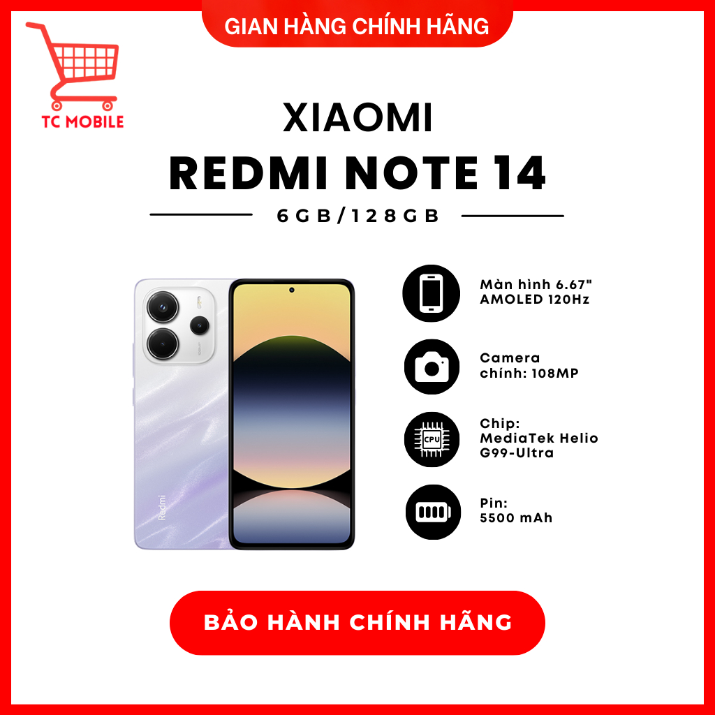 Điện thoại Xiaomi Redmi Note 14 6GB/128GB - Hàng Chính Hãng | Shopee Việt Nam