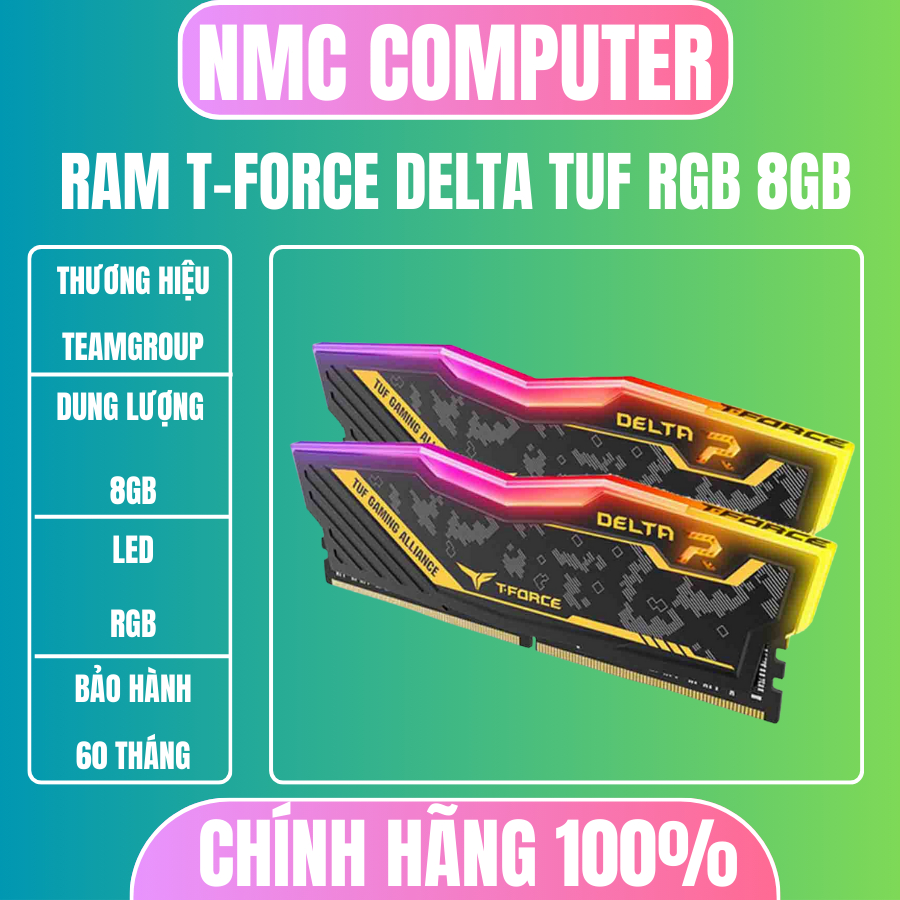 Ram TeamGroup T-FORCE DELTA TUF Gaming Alliance RGB 8GB DRR4 3200MHz ...