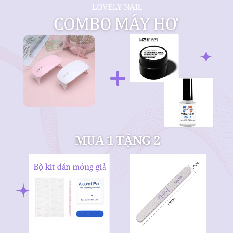 Combo Máy hơ mini, máy hơ gel mini, combo dán nailbox, đèn hơ móng mini ...