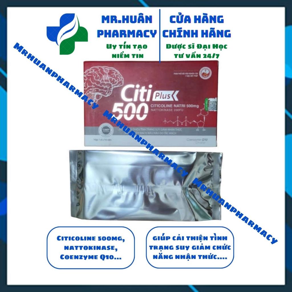 Citi Plus 500 Citicoline 500mg (Hộp 10 viên) - Hỗ trợ cải thiện khả ...