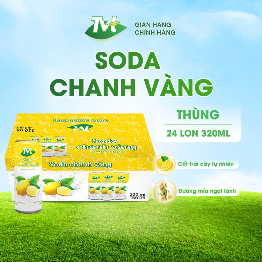 [Thùng 24 lon 320ml] Soda Chanh VàngTVT - Nước cốt chanh vàng tự nhiên ...