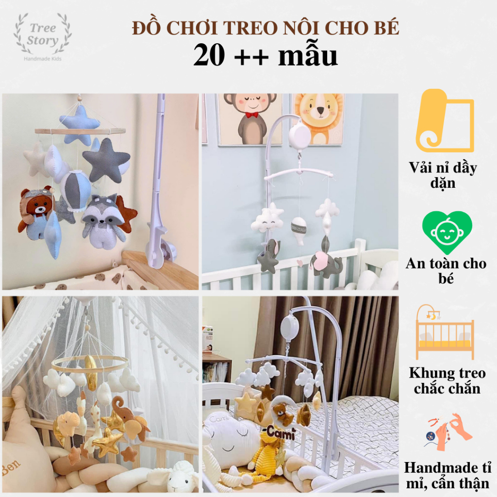 Treo nôi handmade Stree Story, đồ chơi treo nôi cho bé kích thích thị ...