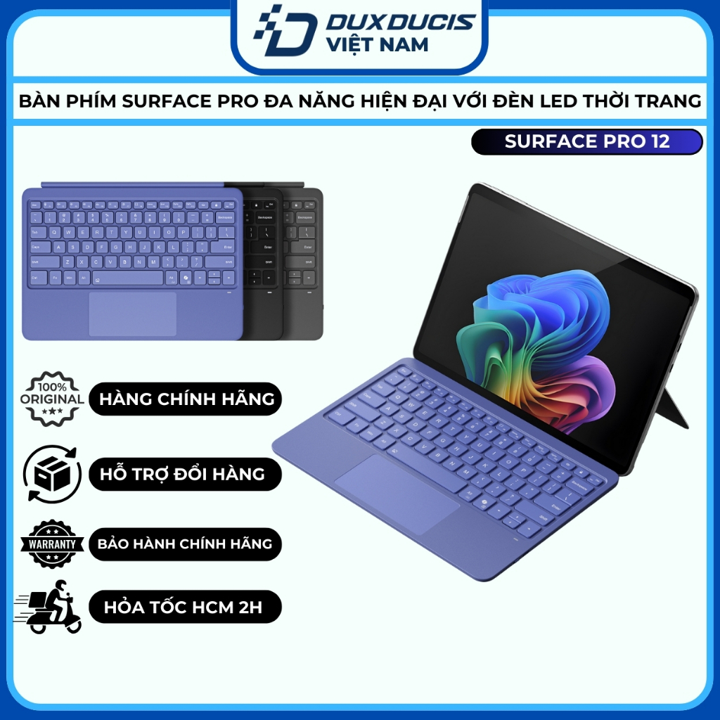 Bàn phím Bluetooth Surface Pro 12, Dux Ducis CK Pro Series, Touchpad ...