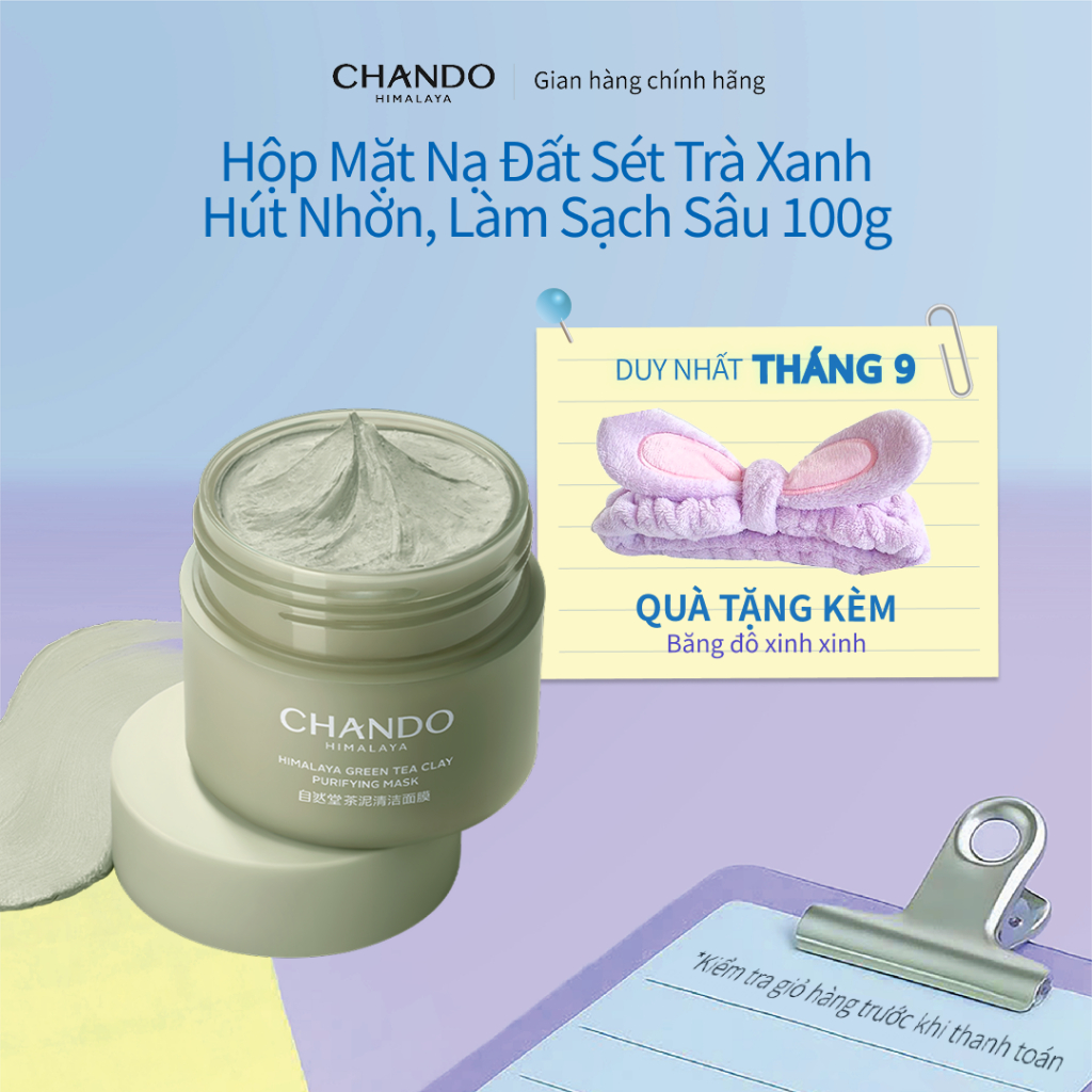 Hộp mặt nạ đất sét trà xanh Chando Himalaya 100g hút nhờn, làm sạch sâu ...