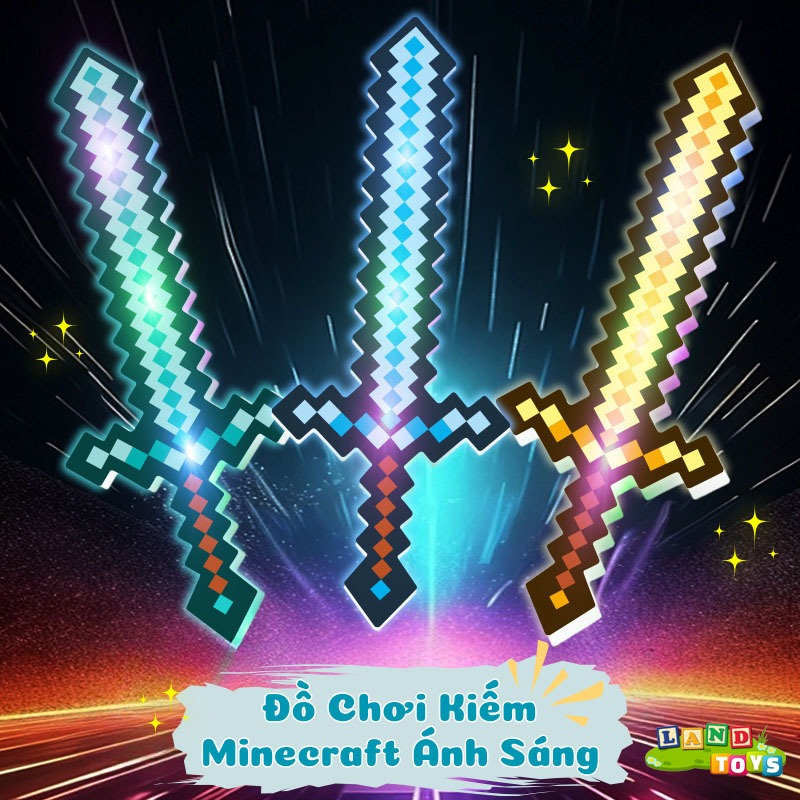 Đồ Chơi Thanh Kiếm, Rìu Ánh Sáng Minecraft Hiệu Ứng Ánh Sáng LED Rực Rỡ ...