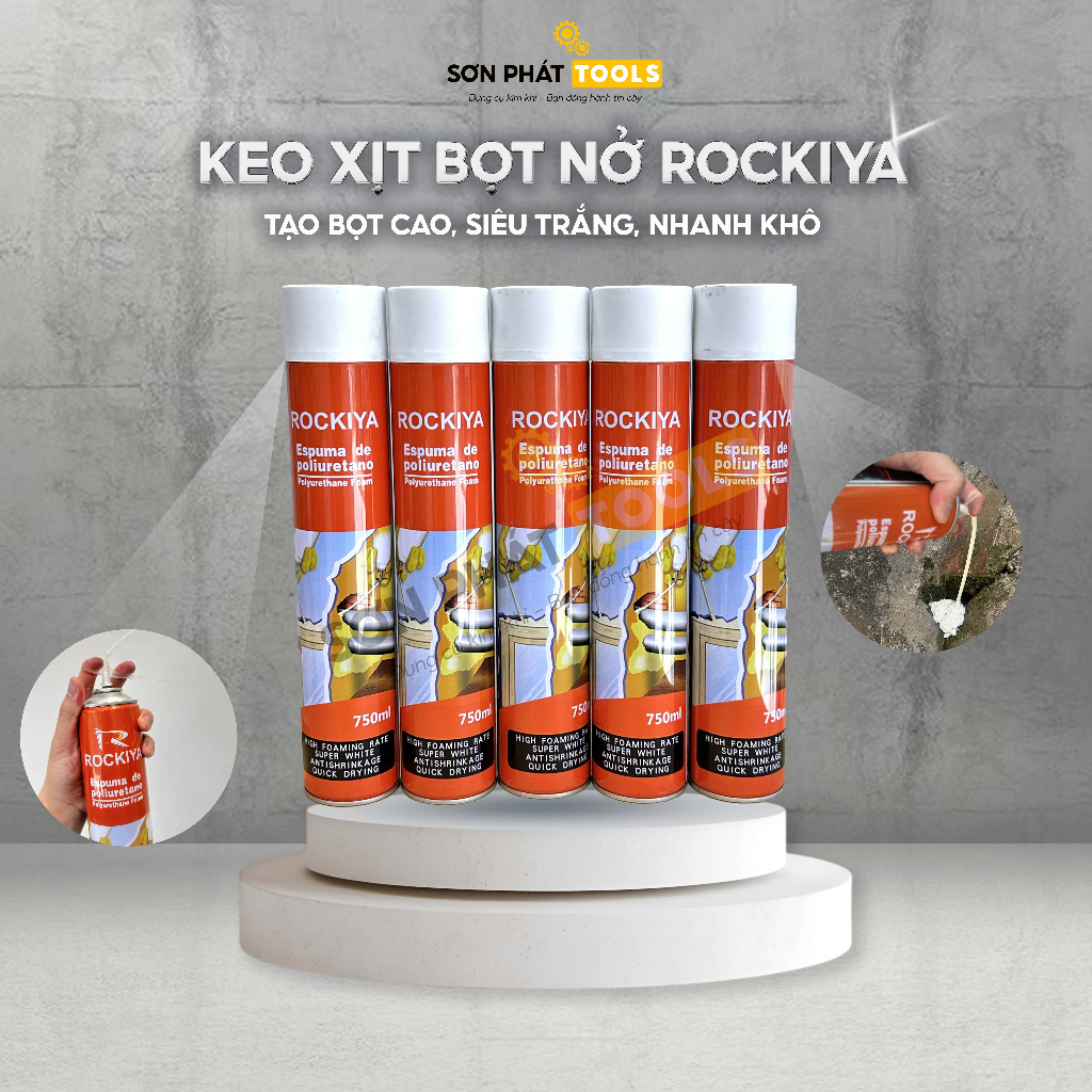 Keo Xịt Bọt Nở Xốp ROCKIZA - Keo Foam Chống Cháy Dung Tích 750ml - Tỷ ...