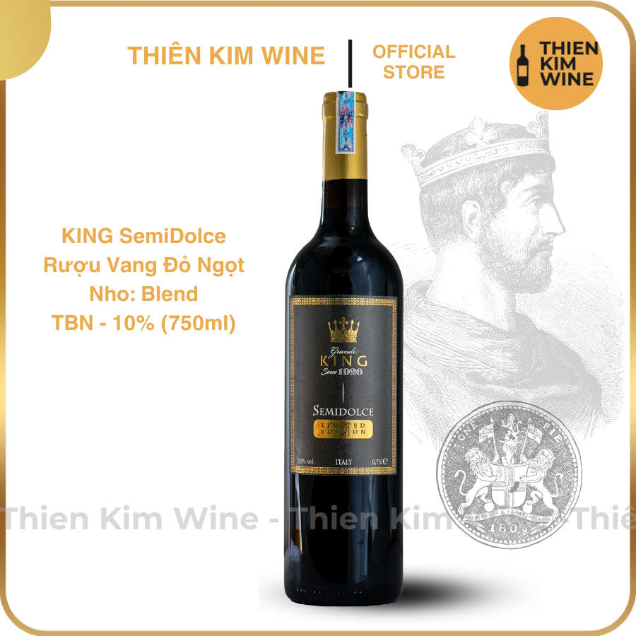 [Chính Hãng] - Rượu Vang Ý Ngọt KING Rosso Semidolce - 750ml (10,5% ...