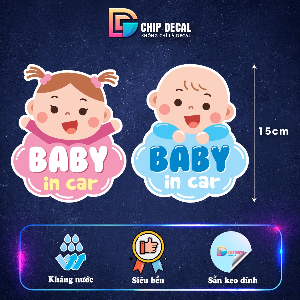 Baby In Car Sign Sticker hình dán cảnh báo xe hơi | Shopee Việt Nam