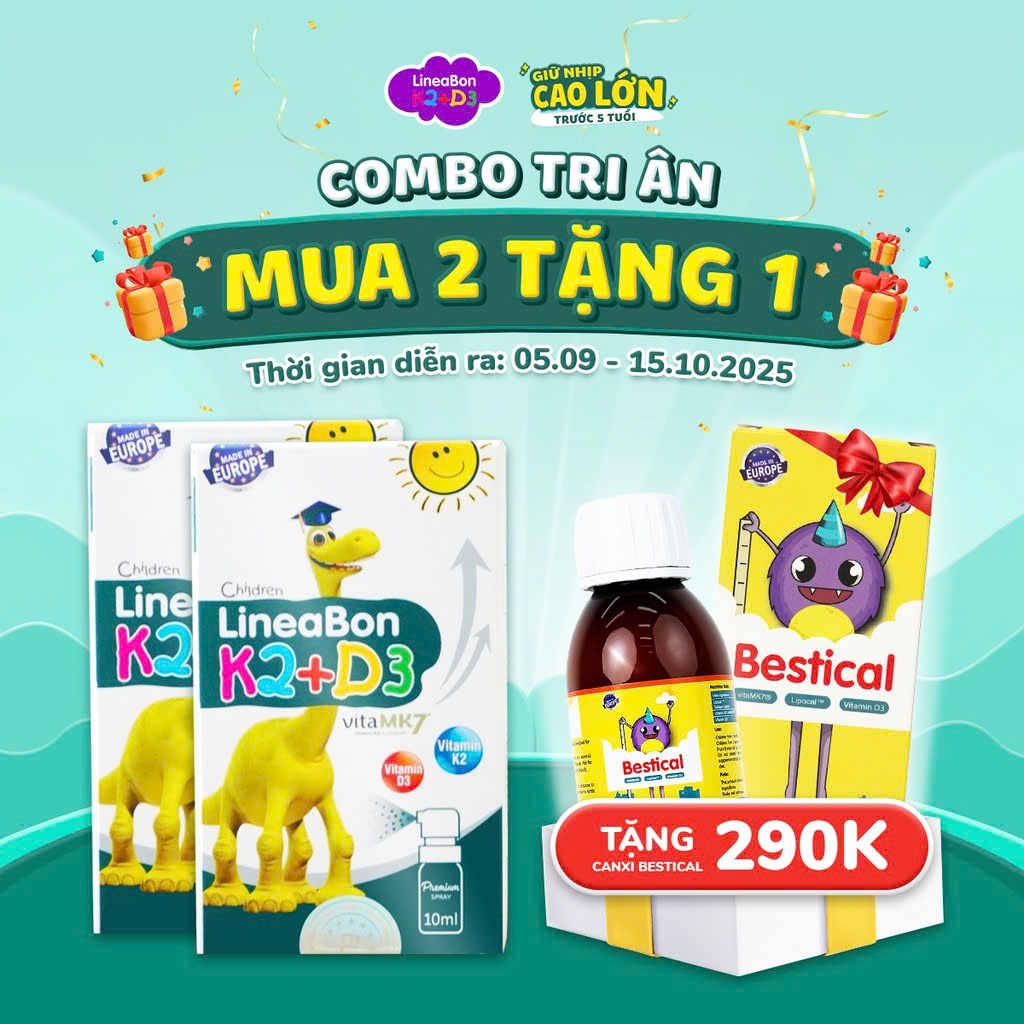 [Mua 2 tặng 1] Vitamin LineaBon K2+D3 Dạng Xịt Tiện Lợi, Hỗ trợ hấp thu Canxi cho trẻ, lọ 10ml ...