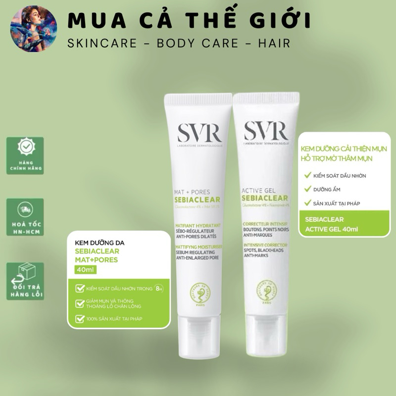 Kem dưỡng SVR Active Gel | Sebiaclear Mat + Pores | Kem dưỡng giảm mụn ...