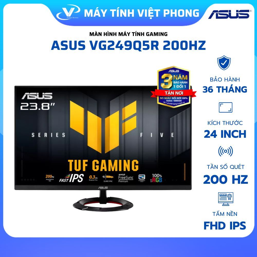 MÀN HÌNH GAMING 200HZ ASUS TUF VG249Q5R (24 inch/FHD/IPS/200Hz/0.3ms ...