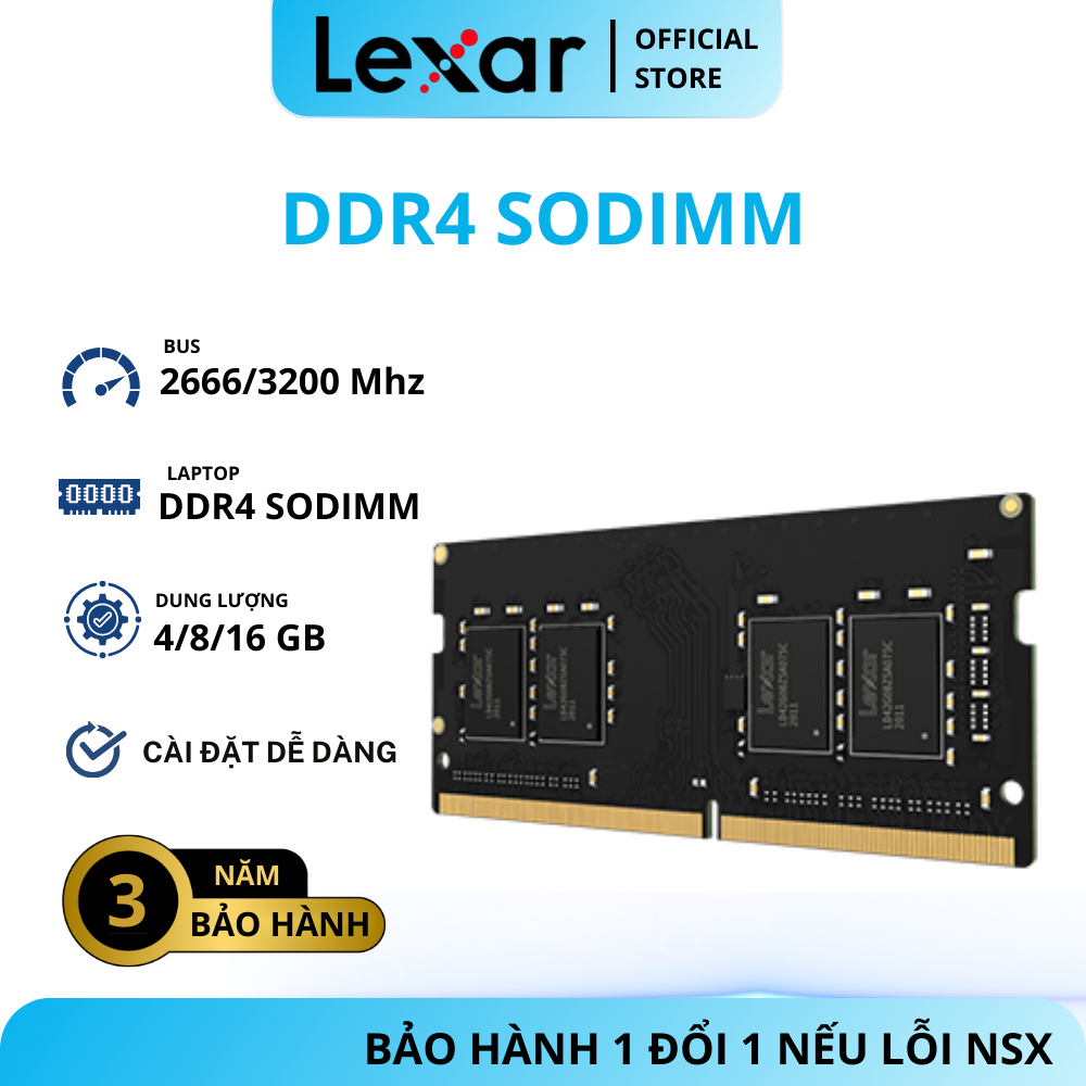 Ram Laptop Lexar DDR4 SODIMM 4GB/ 8GB/ 16GB, Tốc độ 3200Mhz/ 2666Mhz ...