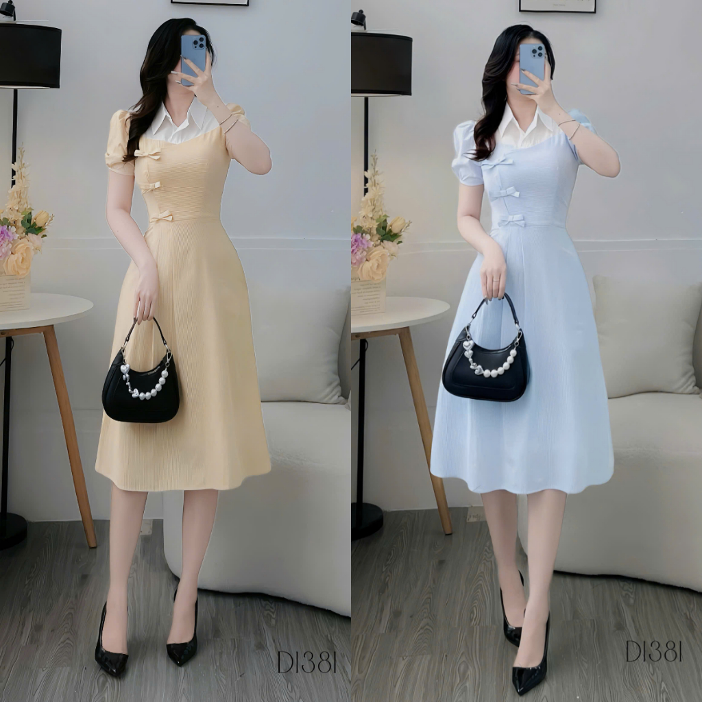 Đầm Xô Linen Cổ Sơ Mi Thiết Kế TuTu Store Phù Hợp Công Sở - Mã D1381 | Shopee Việt Nam