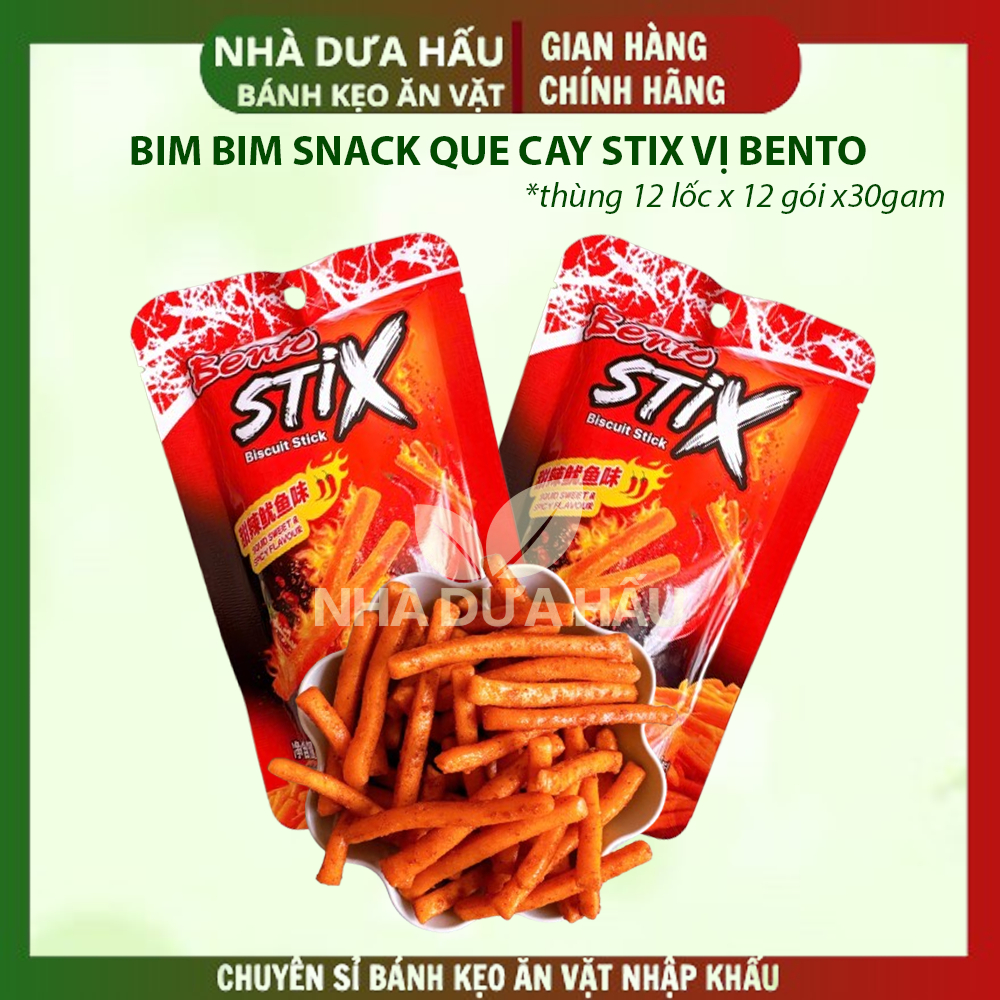 [LỐC12GÓI X30GAM] Bim bim snack tăm que cay vị bento STIX | Shopee Việt Nam