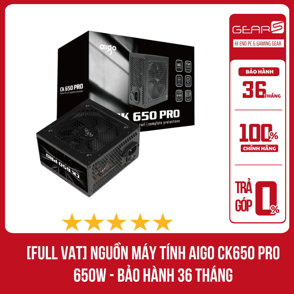 [FULL VAT] Nguồn máy tính AIGO CK650 PRO 650W 80+ (cáp dẹt đen) - Bảo ...