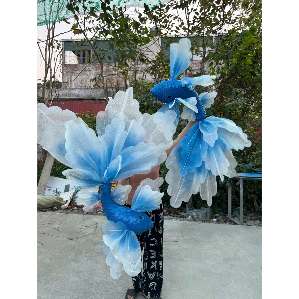 cá chép khổng lồ trang trí decor trung thu, lễ tết, tone xanh dương ...