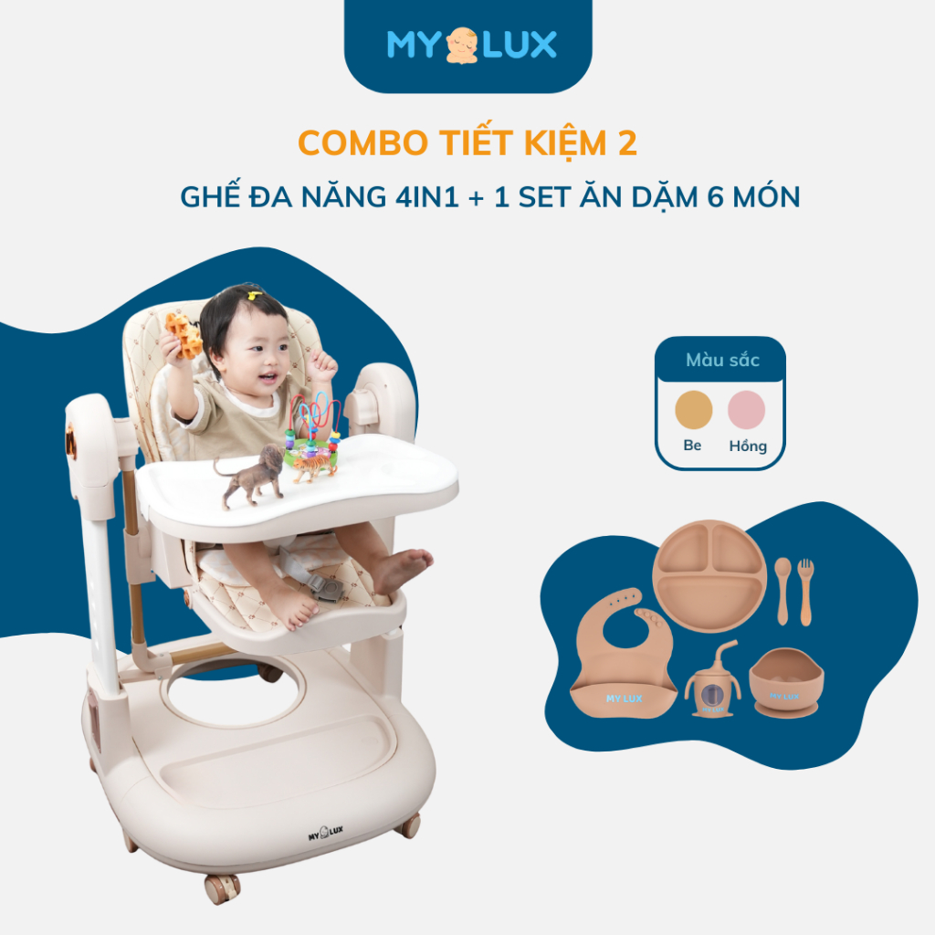 COMBO TIẾT KIỆM: Ghế Ăn Dặm Đa Năng 4in1 + Set Ăn Dặm 6 Món Silicone ...