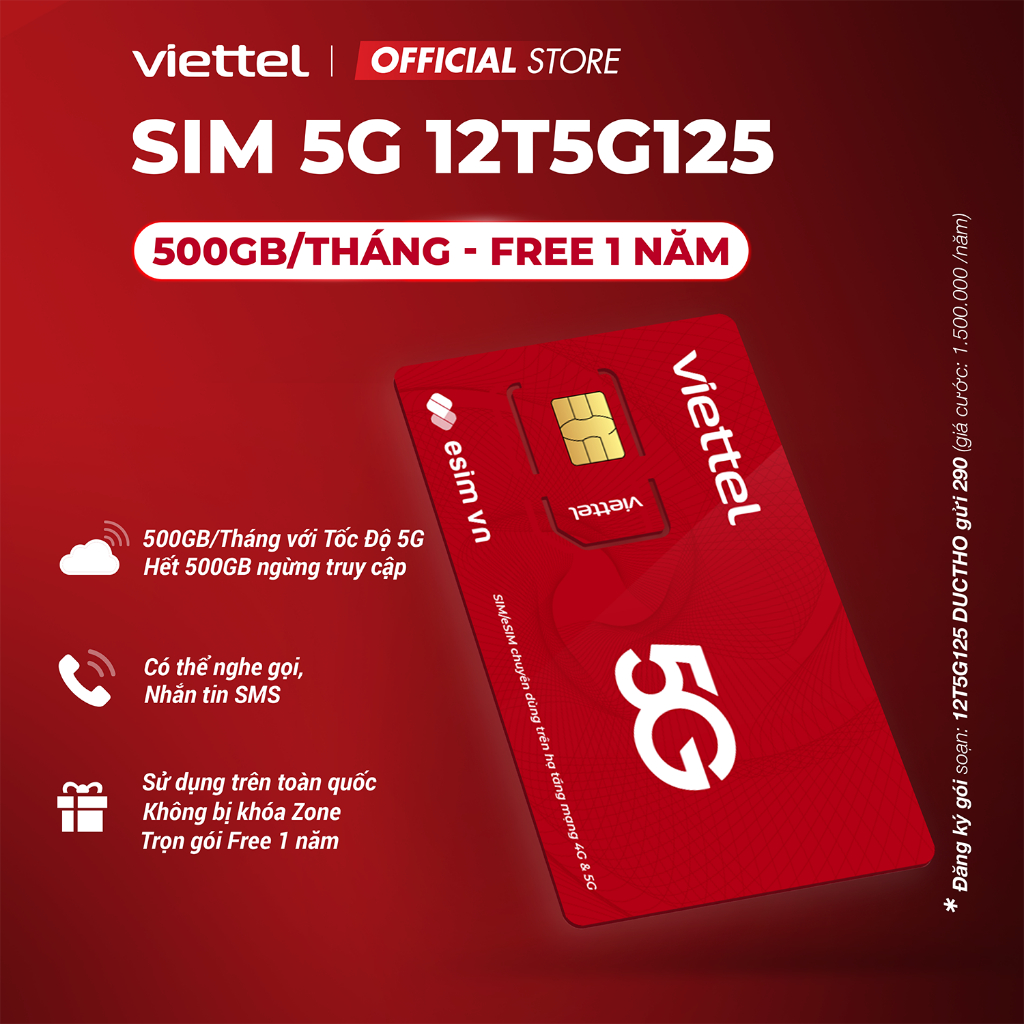 [SIÊU HOT] Sim 5G Viettel 12T5G125 Data 500GB/Tháng Tốc Độ Cao. Sử Dụng ...