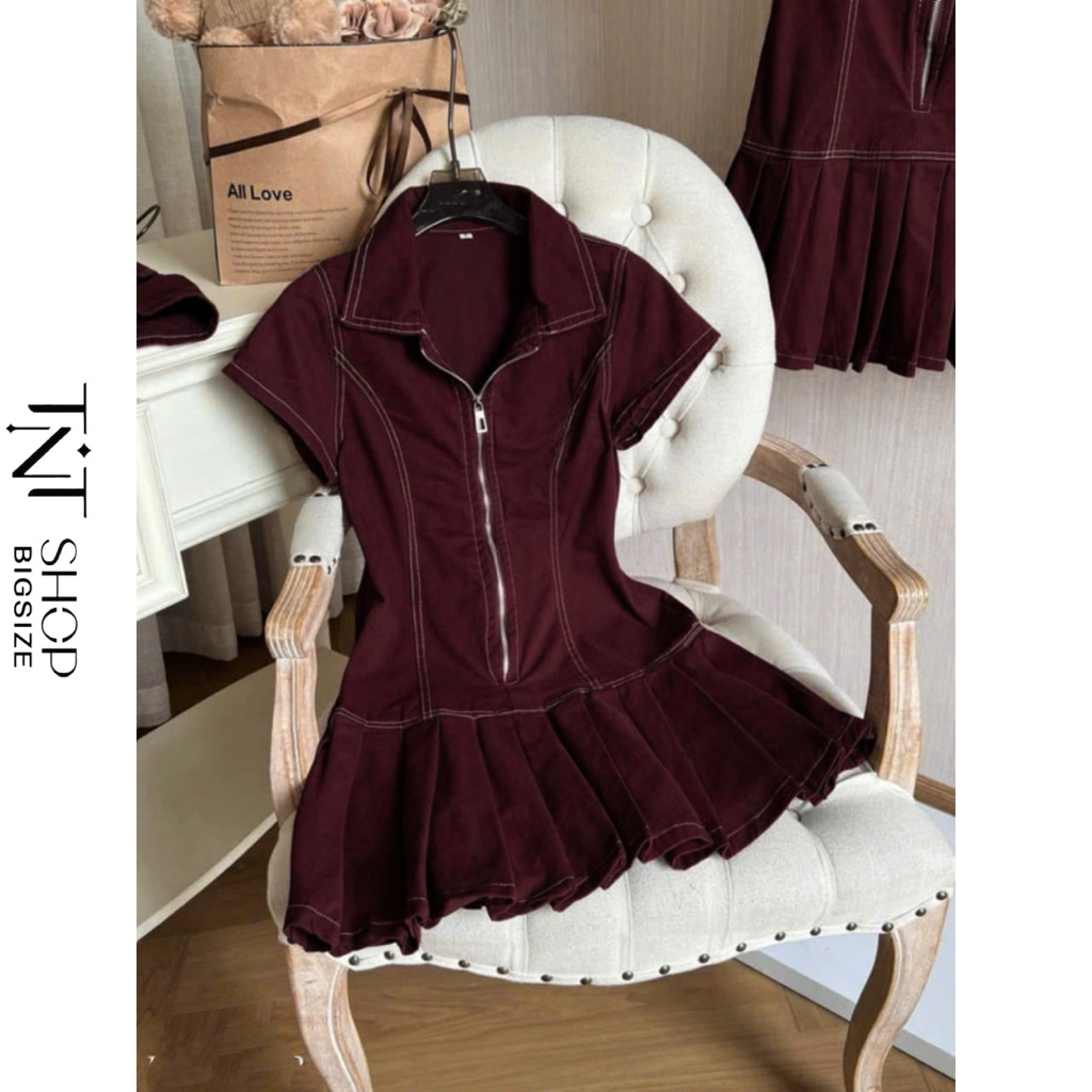 ĐẦM JEAN BIGSIZE SƠ MI KÉO KHÓA DÁNG XÒE XẾP LY [TNT SHOP BIGSIZE 60KG 90KG] | Shopee Việt Nam