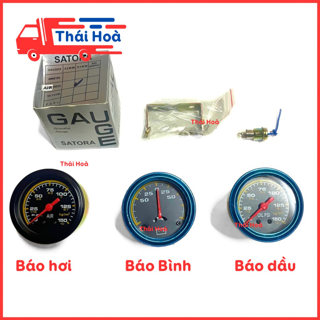 Đồng hồ báo hơi báo dầu báo bình ac quy cho ô tô xe tải công nông ...