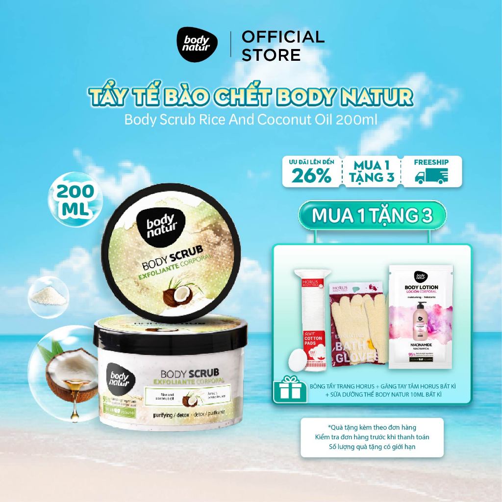 Tẩy tế bào chết Body Natur Body Scrub Rice And Coconut Oil 200ml ...