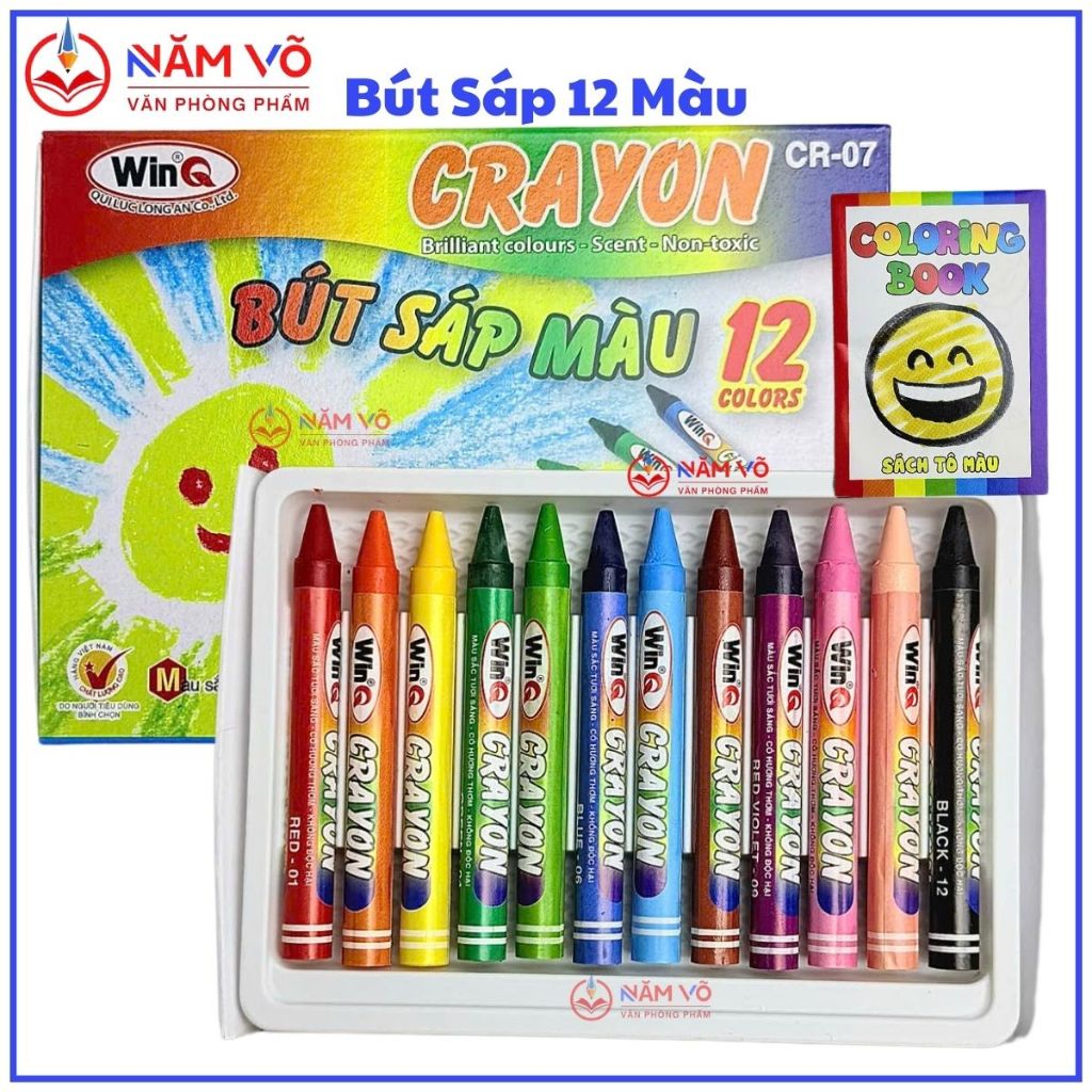 SỈ _ [CR07] LỐC 10 HỘP Bút Sáp Thơm/ Bút Sáp Màu Thơm/ Bút Tô Màu/ Sáp Màu 12 Màu Win Q Crayon ...