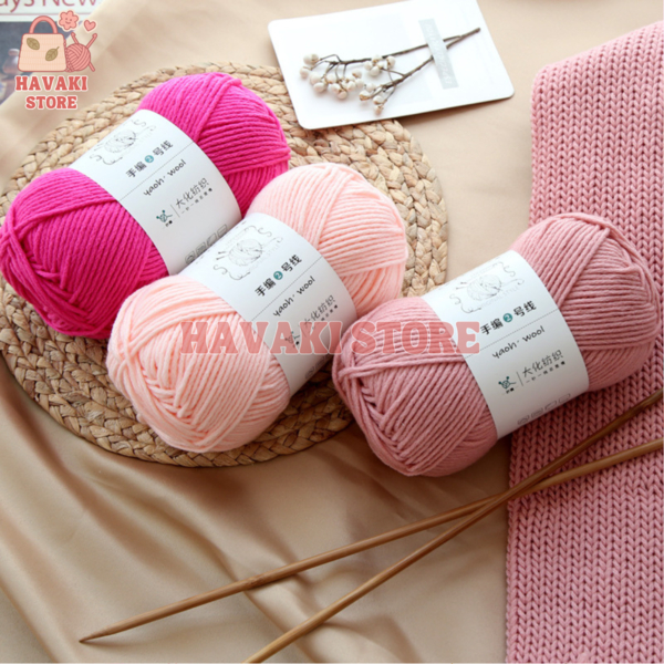 Len Yaoh Wool 3mm, 1 cuộn 100gr, sợi cotton 3mm, len đan móc túi, khăn ...