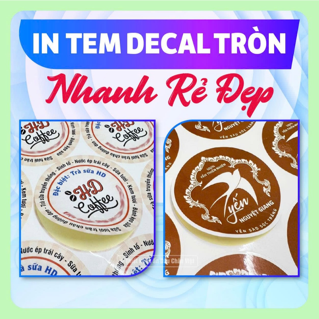 Combo 1000 Tem Nhãn Giấy in theo yêu cầu, In Decal Giấy, In tem logo ...