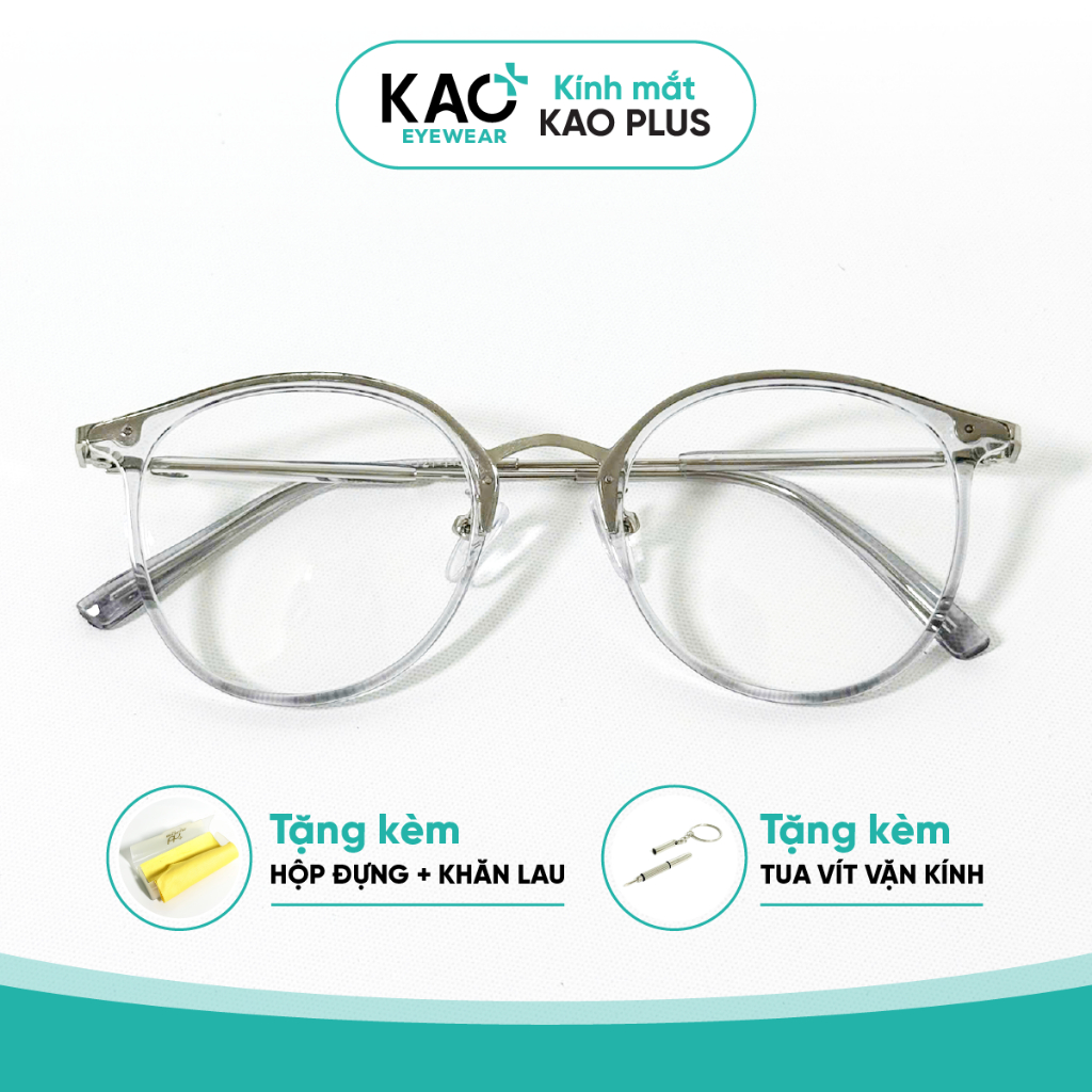 Gọng kính tròn mắt mèo nhẹ thời trang nữ KAO Plus chất liệu nhựa kết hợp kim loại C5211 | Shopee ...